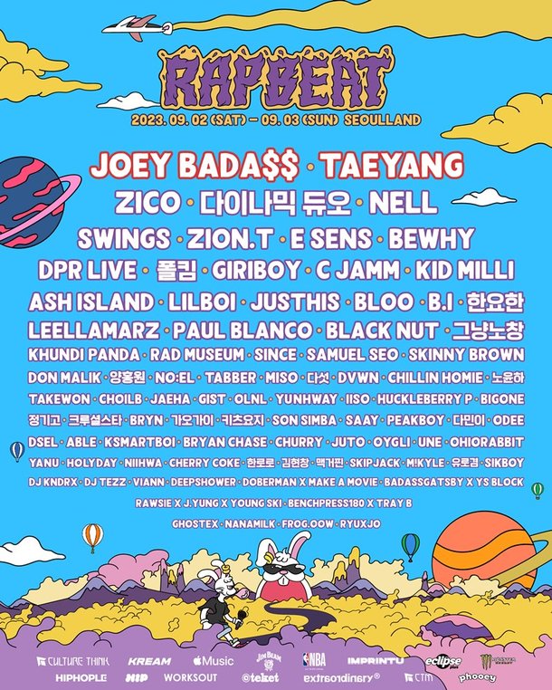 'RAPBEAT 2023' 이센스→조이 배드애스, 100여명 아티스트 총 출동 : 네이트 연예