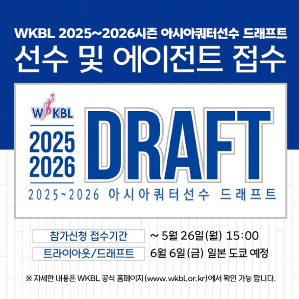 WKBL, 6월 일본 도쿄서 亞쿼터 드래프트 : 네이트 뉴스