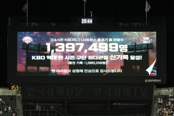 '로이스터의 롯데 넘었다' LG, KBO 한 시즌 최다 관중 신기록 : 네이트 스포츠