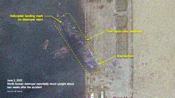 N. Korea uprights capsized destroyer 2 weeks after launch mishap : 네이트 뉴스