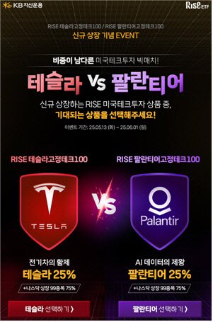 KB운용, 'RISE 테슬라·팔란티어고정테크100 ETF' 출시 : 네이트 뉴스