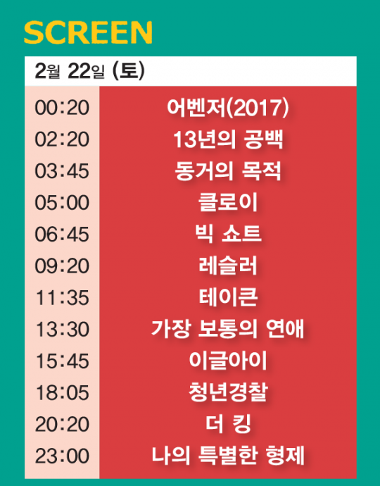 [오늘의 무비타임] 22일 채널CGV·OCN·수퍼액션·씨네프·스크린…원더풀 고스트·브이포벤데타·코코·블랙팬서·그날의 분위기·댄싱퀸·헌터스프레어·가장 보통의 연애·이글아이 ...