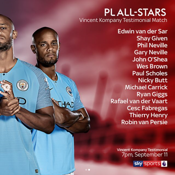 [공식발표] 맨시티 전설vsEPL 올스타, 콤파니 자선경기 명단 확정 : 네이트 스포츠
