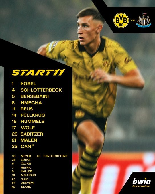 'PSG 대파' 뉴캐슬, UCL F조 3R 도르트문트전 선발 명단 공개 : 네이트 스포츠