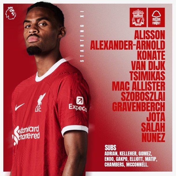 '공식전 4G 무패' 리버풀, EPL 10R 노팅엄 포레스트전 선발 명단 공개 : 네이트 스포츠