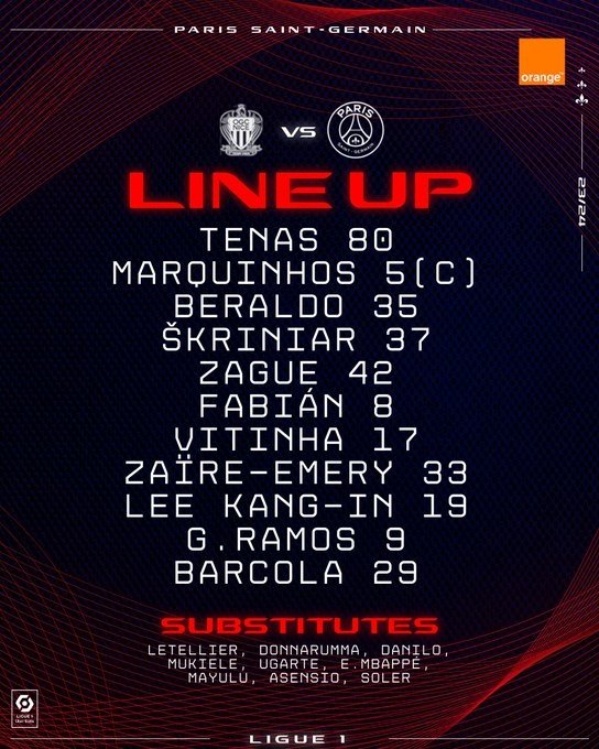 '이강인 2G 연속 선발 출격!' PSG, 니스 원정 선발 명단 공개 : 네이트 스포츠