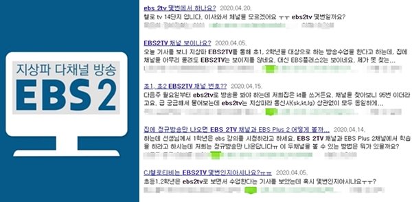 코로나19 비대면 교육 EBS 2TV, 채널번호 '뒤죽박죽' 혼선 : 네이트 뉴스
