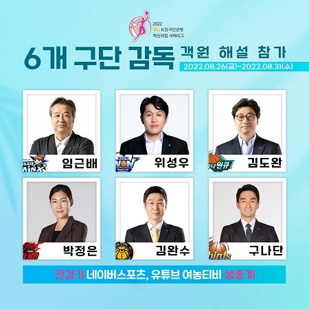 WKBL 6개 구단 감독, 박신자컵 객원해설 나선다 : 네이트 스포츠