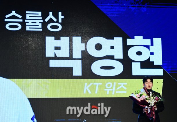[MD포토] KBO 승률상 박영현 : 네이트 스포츠