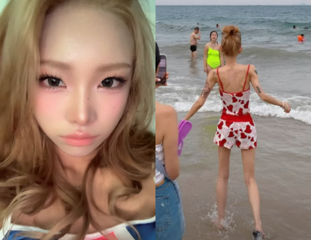 최준희, 수영복에 도드라지는 뼈말라…'170cm 41kg' 비현실적 뒤태 : 네이트 연예