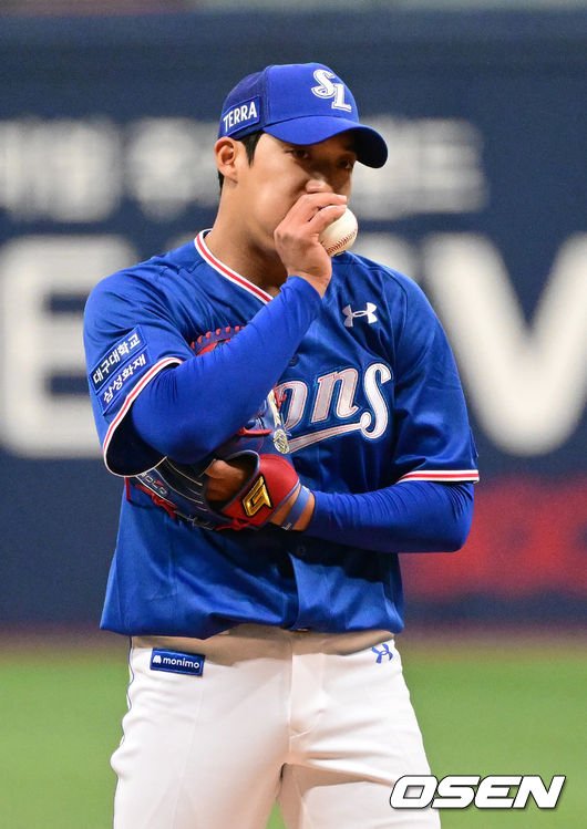 "마이 컸네~" 베테랑 포수도 칭찬한 원태인 4이닝 5K 퍼펙트, WBC 통해 성장했다 [고척 톡톡] : 네이트 스포츠