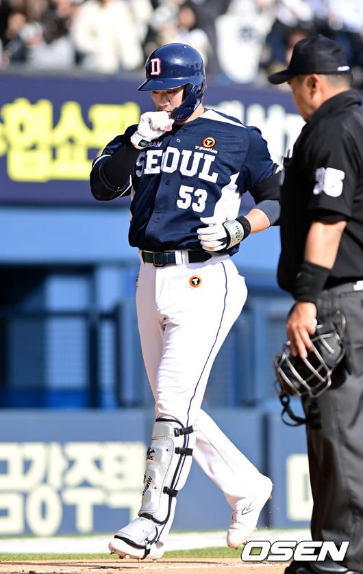 'ERA 0' 필승조 무너뜨린 양석환의 3점포, " 어제 똑같은 공에 삼진…노림수 잘 맞았다" : 네이트 스포츠