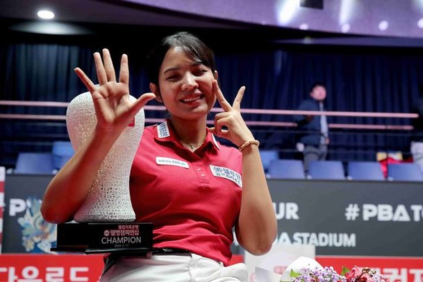 "눈물도 안나"…'캄보디아 특급' 스롱, 0-2→4-2 'LPBA 최다 7승' : 네이트 스포츠