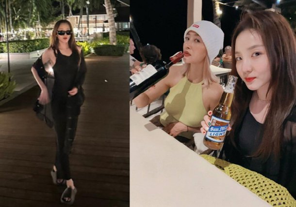 '37kg' 산다라박, 맥주 마셔도 '납작배 유지'…섹시 휴양지룩 | 네이트 연예