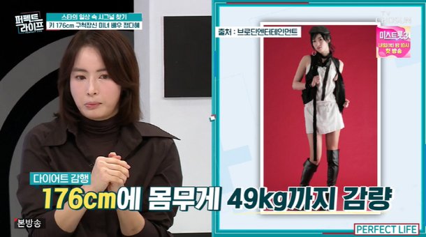정다혜 "176cm인데 49kg까지 감량, 매일 코피 쏟고 몸 망가져" ('퍼펙트라이프')[SC리뷰] : 네이트 연예