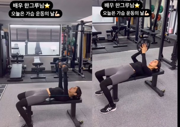 '싱글맘' 한그루, 18kg 감량 후 가슴 운동도 열심…42kg 비현실적 몸매 : 네이트 연예