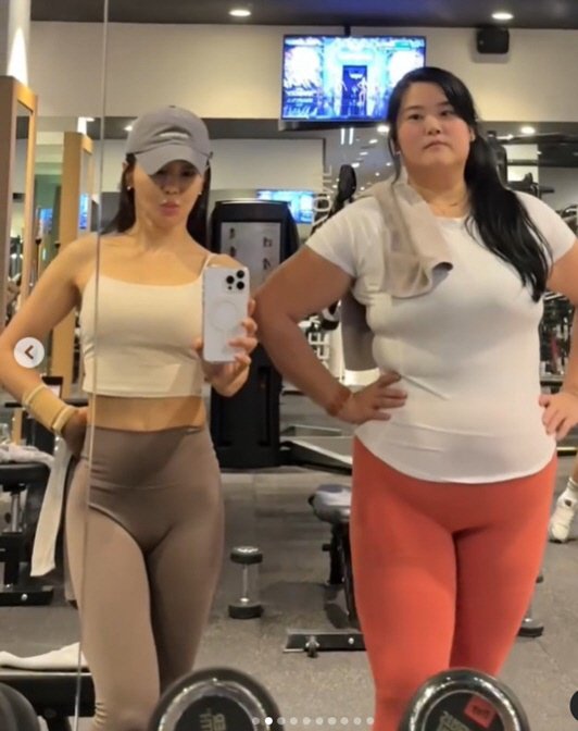 '148kg' 미나 시누이, 100kg 되고 레깅스까지 소화…확 달라진 몸매 : 네이트 연예