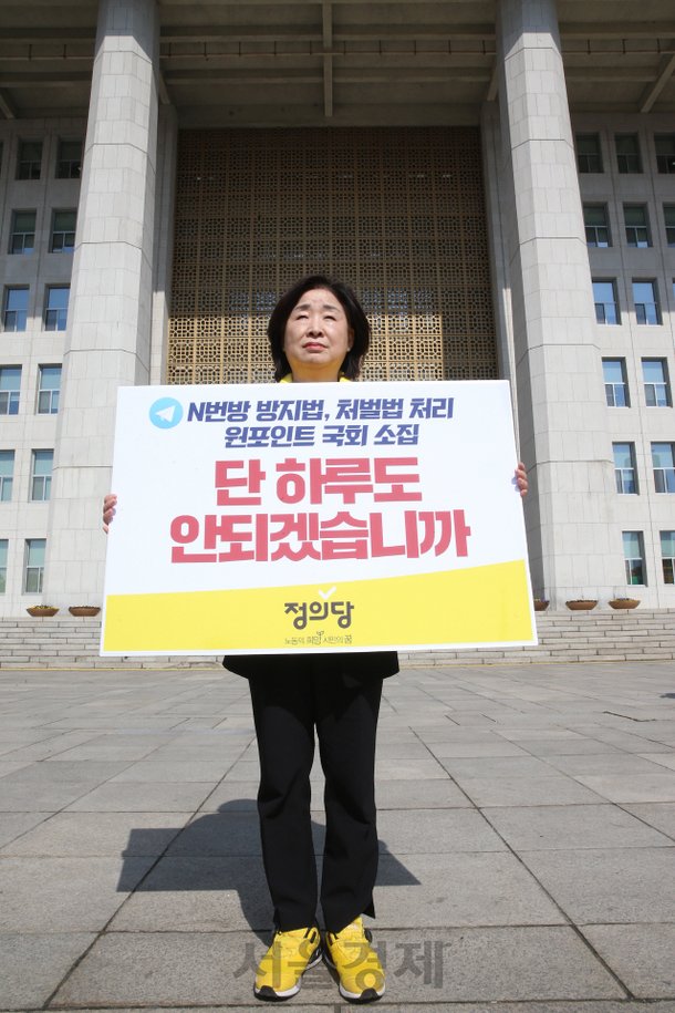 심상정 대표 N번방 입법 촉구 1인 시위 네이트 뉴스