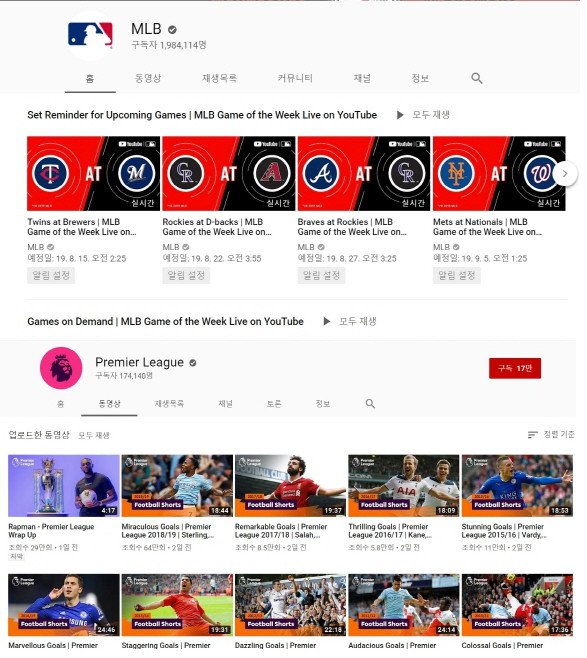 유튜브에 문호 연 MLB와 EPL, 韓은 '대유튜브시대'에 어떤가 : 네이트 스포츠
