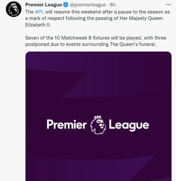 엘리자베스 2세 장례식으로 어떤 EPL-UEFA 경기 연기될까 : 네이트 스포츠