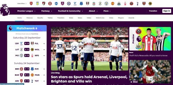 '아스날전 멀티골' 손흥민, EPL 공홈-BBC 메인 장식 : 네이트 스포츠