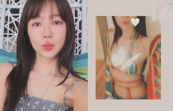 '169cm 45kg' 윤은혜, 끈 달린 아슬아슬 비키니 사진 투척 : 네이트 연예