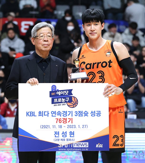 [포토S] 전성현, KBL 최다 76경기 연속 3점슛 성공 : 네이트 스포츠