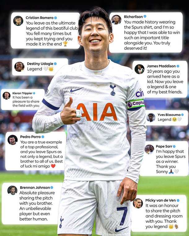 이런 '미친 한국인' 또 나올까…EPL '오피셜' 공식발표→"SON, 진정한 레전드로 토트넘 떠나다" 동료 10인 작별인사 첨부 : 네이트 스포츠