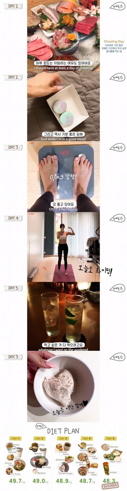 한예슬, 일주일만 '49.7kg→48.3kg' 다이어트 식단 공개 : 네이트 연예