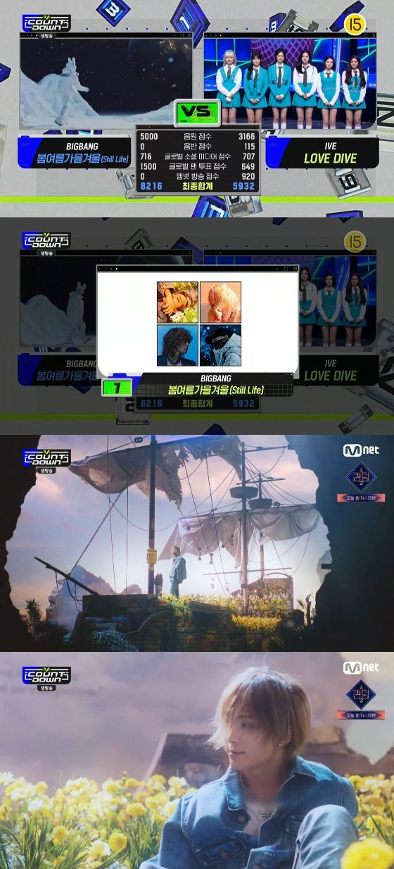 '엠카' 빅뱅 '봄여름가을겨울(Still Life)', IVE(아이브) 제치고 1위 [★밤TView] : 네이트 연예