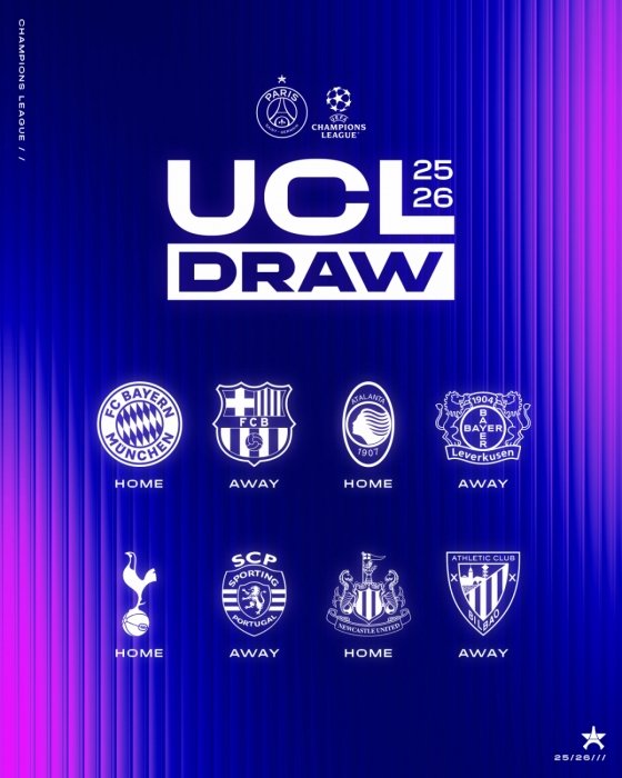 PSG '역대 최악의 챔스 대진' 나왔다, 뮌헨·바르사에 '포트4' 뉴캐슬·빌바오까지 [오피셜] : 네이트 스포츠