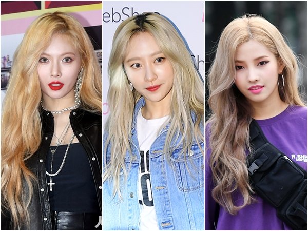 '화려함 끝판왕' 애쉬골드 염색 헤어 대결, 현아 VS EXID 하니 VS (여자)아이들 전소연 : 네이트 연예