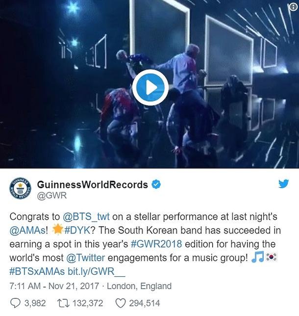 BTS earns spot in Guinness World Records with AMA's performance : 네이트 뉴스