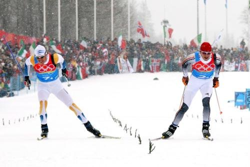 Cross Country mens 4x10km relay Mathias Frederiksson of Sweden and ...