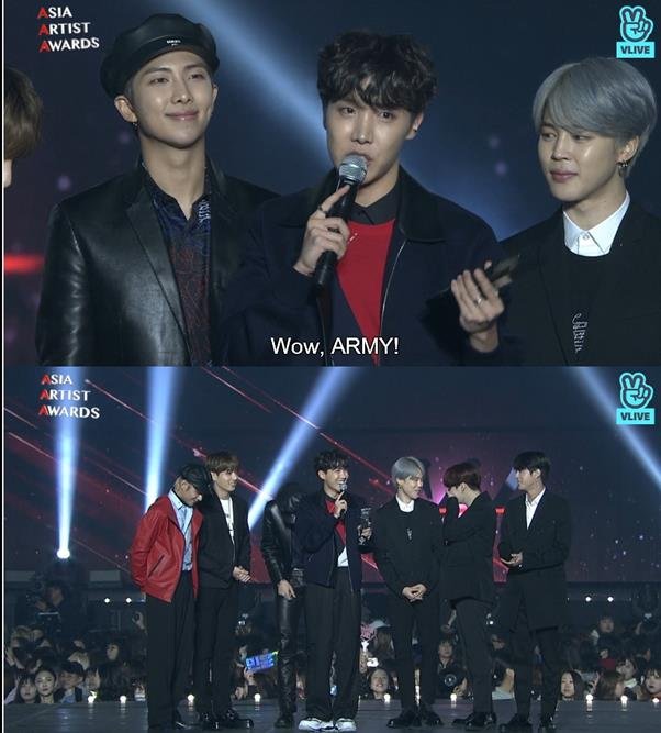 '2018 AAA' BTS, 인기상 수상 "아미, 오늘도 인기 있는 가수 팬" 유쾌 소감 : 네이트 연예