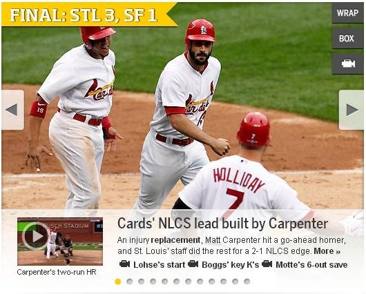 세인트루이스, 샌프란시스코 꺾고... NLCS 2승1패 : 네이트 뉴스