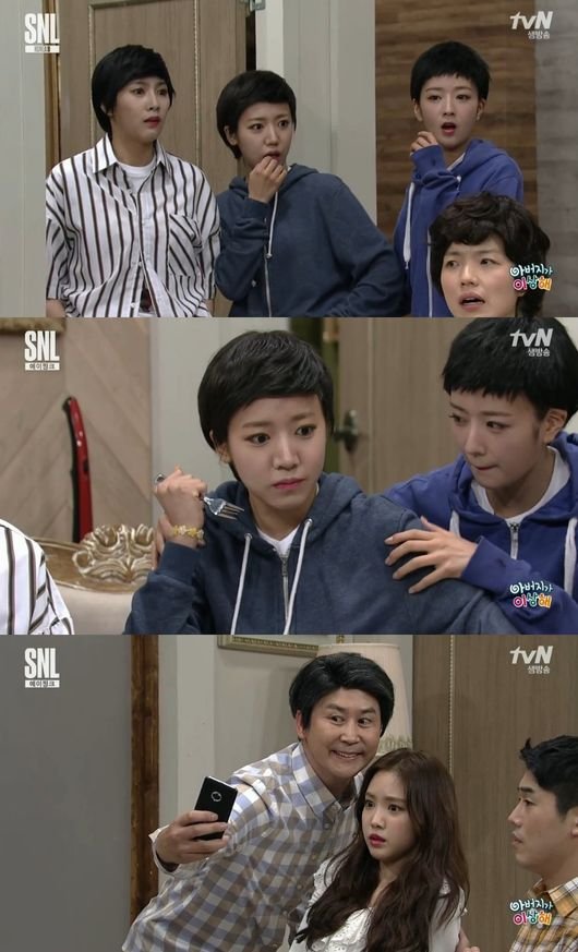 'SNL9' 보미·남주·하영, 남장 변신…손나은 '디스'에 능청 : 네이트 연예