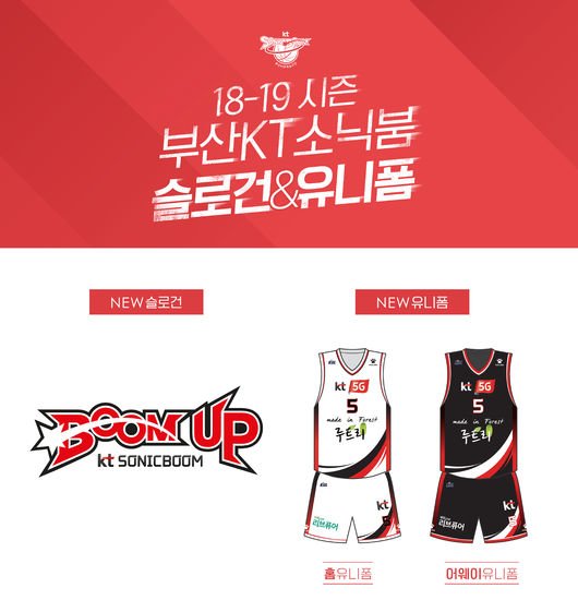 KT, 2018-2019시즌 슬로건 'BOOM UP' & 새 유니폼 공개 : 네이트 스포츠