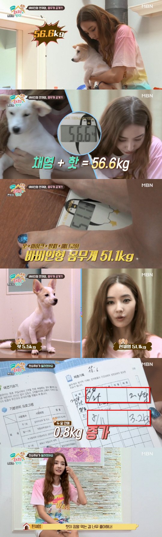 '해피가 왔다' 한채영 몸무게 공개…강아지 껴안고도 56.6kg : 네이트 연예