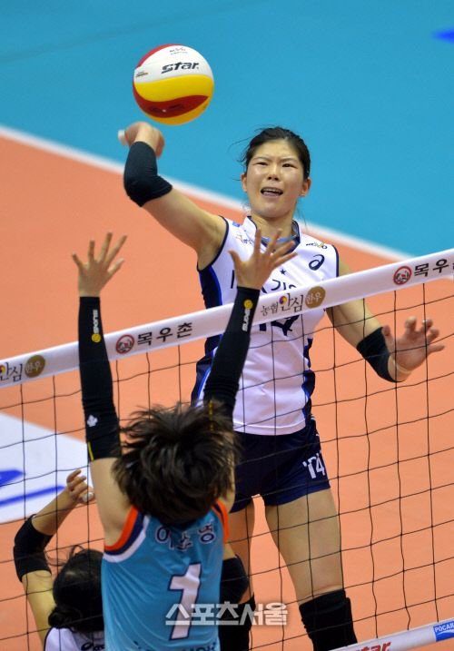 [SS포토]IBK 유희옥 '젖먹던 힘까지' : 네이트 스포츠