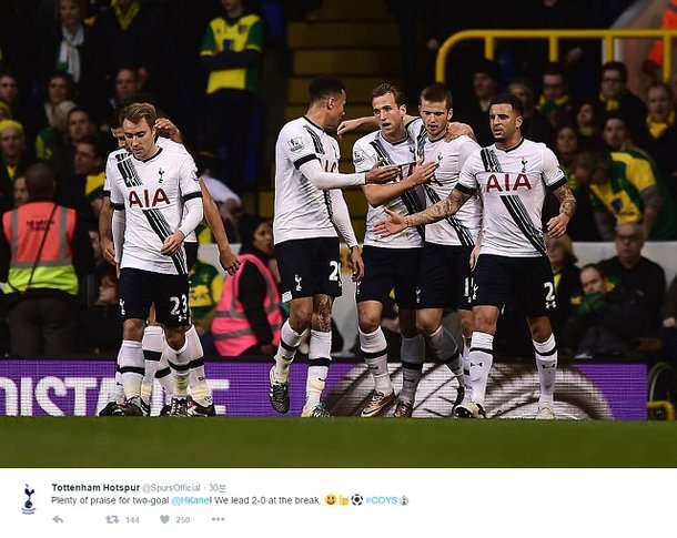 [EPL 18R] '케인 멀티골' 토트넘, 노리치 꺾고 2연승…손흥민 11분 소화 : 네이트 스포츠