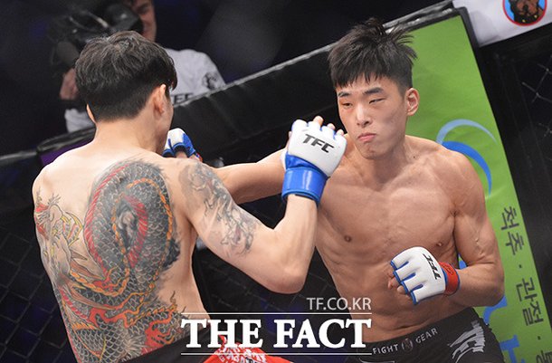 [TF포토] TFC14 타이틀전, '치열한 난타…세간의 이목집중' : 네이트 스포츠